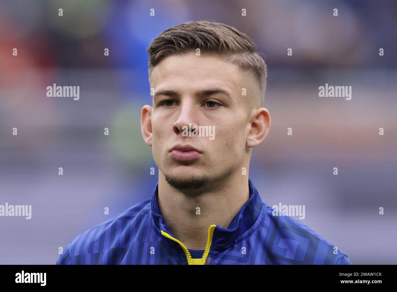 Milan, Italy. 6th Jan, 2024. Tomas Suslov of Hellas Verona looks on ...