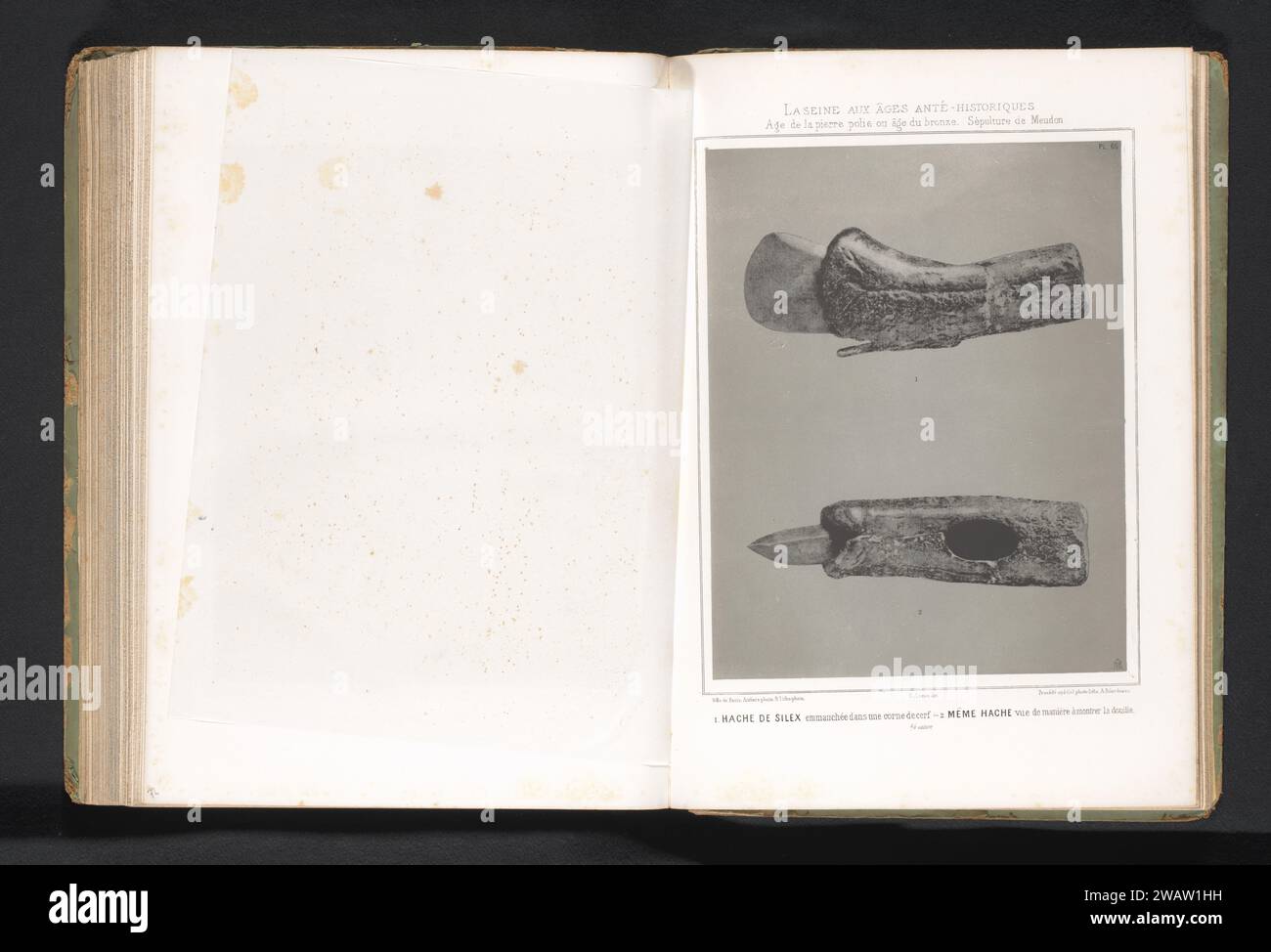 Two views of a flint ax in Hertshoorn, Ville de Paris, c. 1864 - in or ...