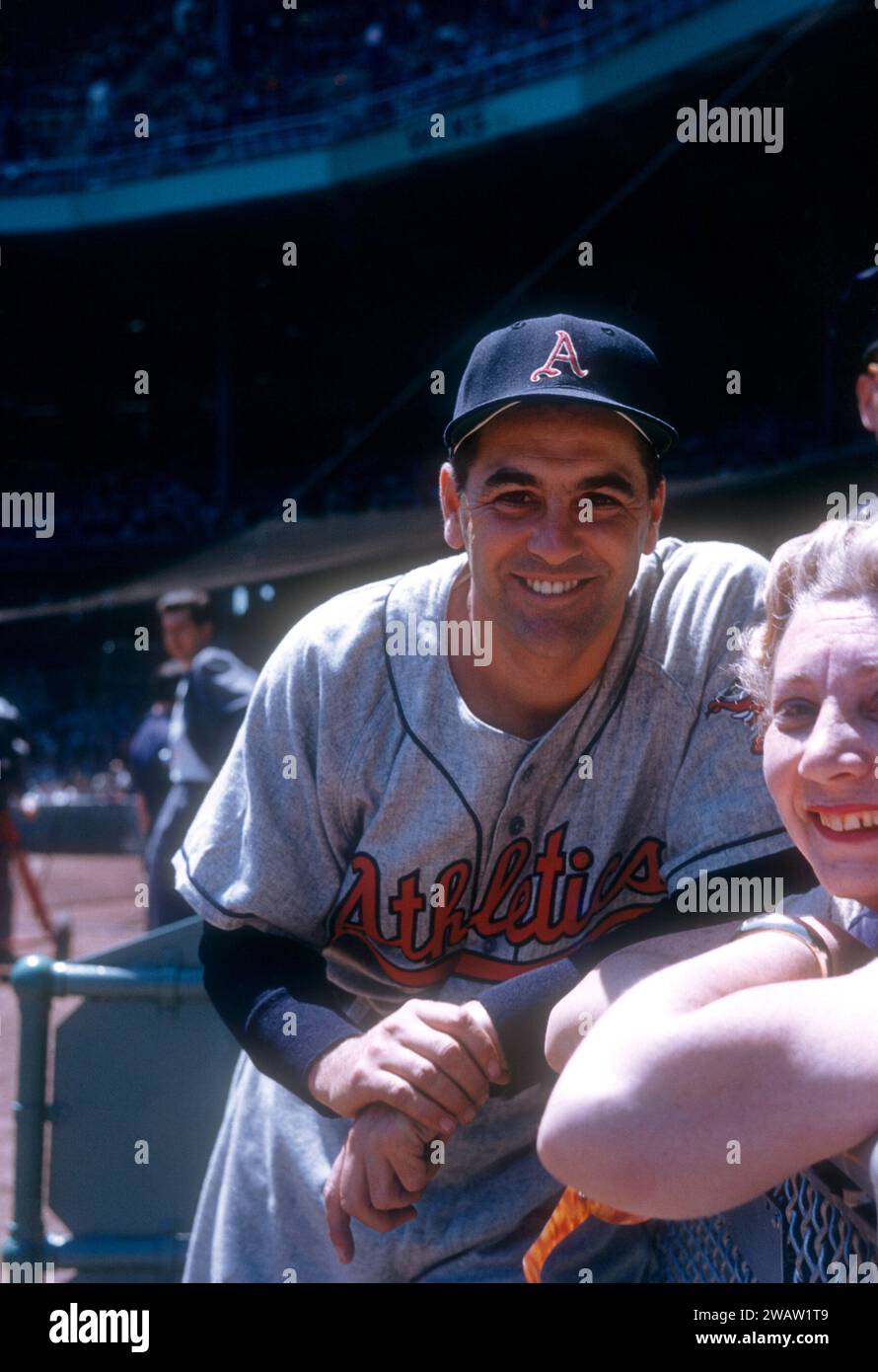 BRONX, NY - MAY 15: Manager Lou Boudreau #5 of the Kansas City ...