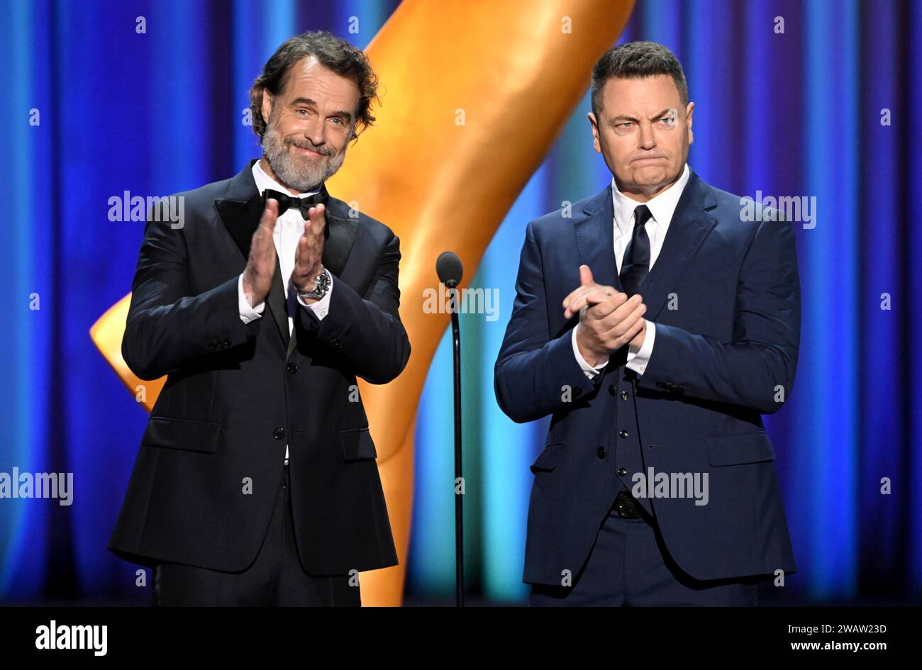 Murray Bartlett and Nick Offerman speak on stage during night one of ...