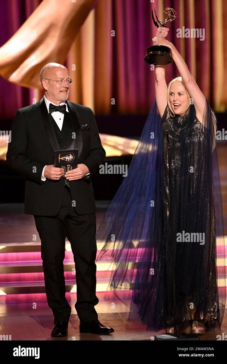 Derek Sullivan and Denise Wingate accept the Emmy for outstanding ...