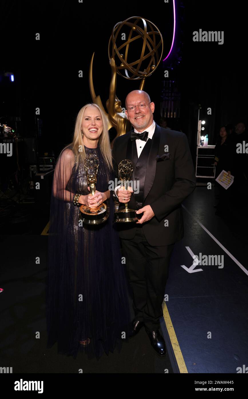 EXCLUSIVE - Derek Sullivan, right, and Denise Wingate pose with the award for a limited or ...