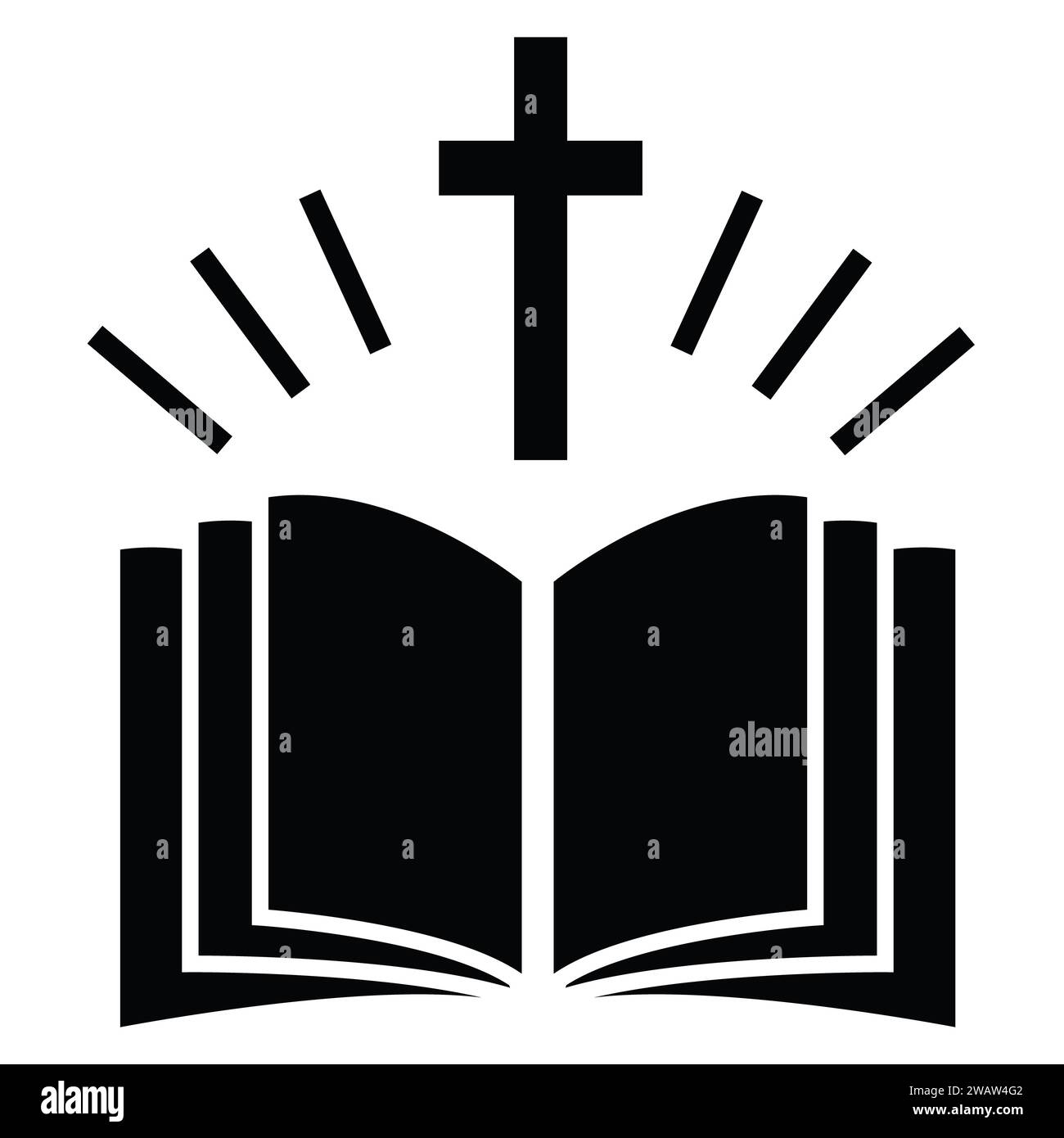 Emblem with Holy Bible and cross icon. religious community sign. Open ...