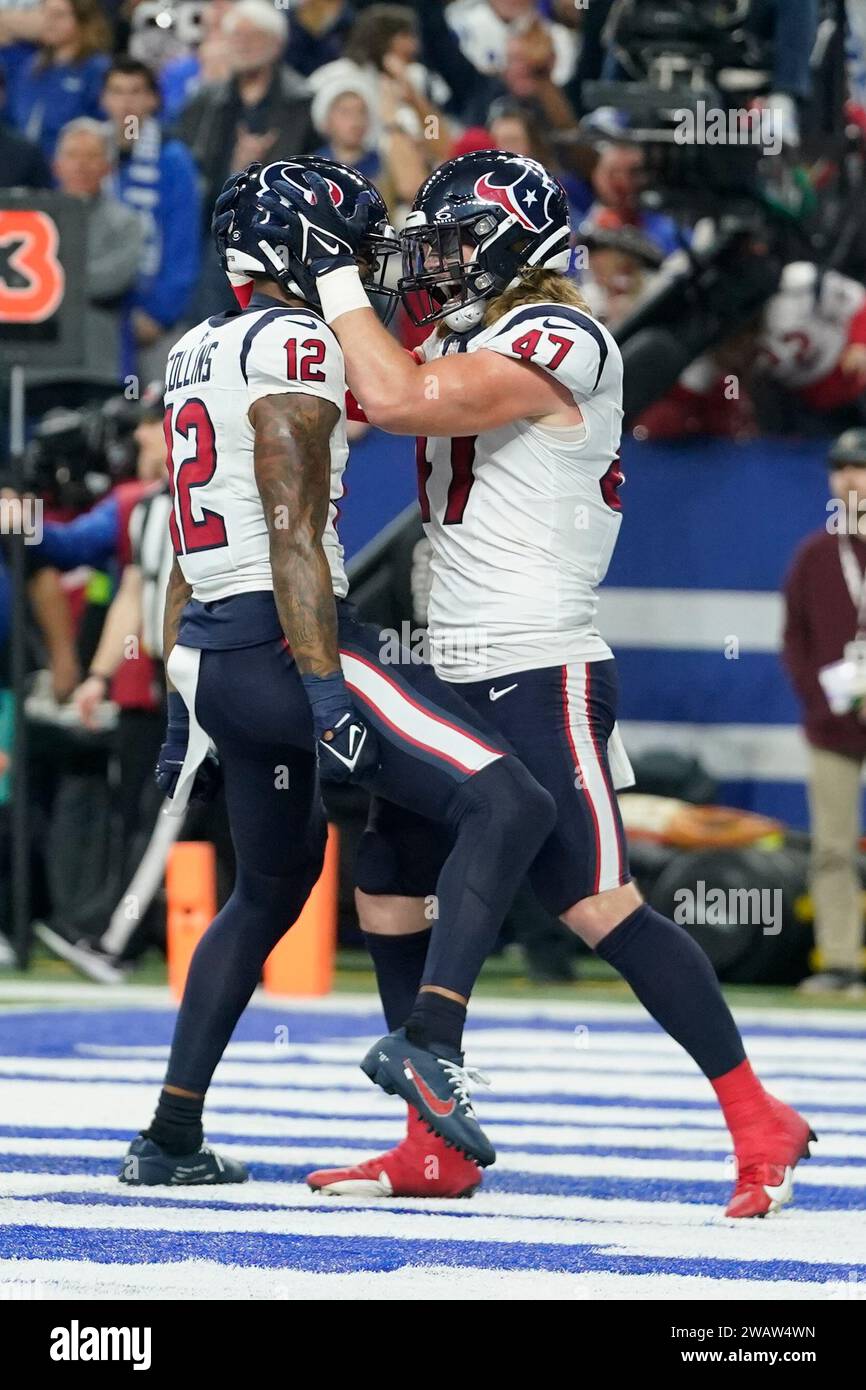 Houston Texans fullback Andrew Beck (47) celebrates his touchdown catch ...