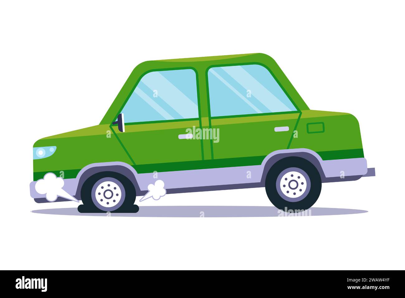broken car wheel. flat tire. flat vector illustration Stock Vector ...