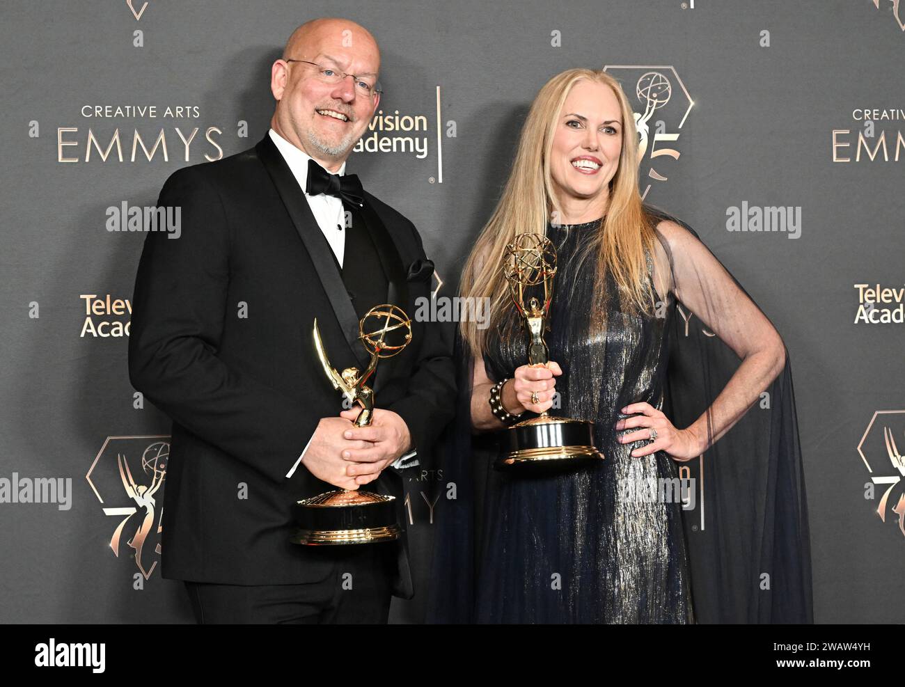 Derek Sullivan and Denise Wingate with their Emmy for outstanding ...