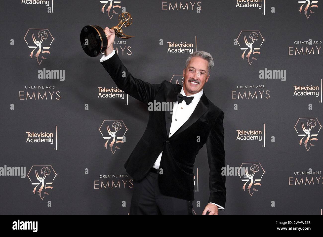 Wade Allen poses in the press room for outstanding stunt coordination ...