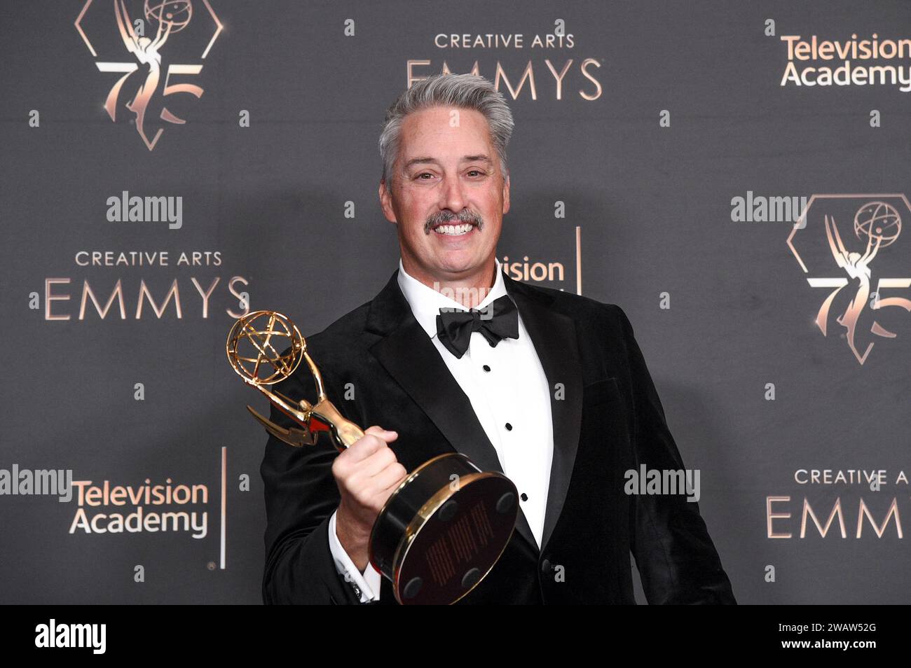Wade Allen poses in the press room for outstanding stunt coordination ...
