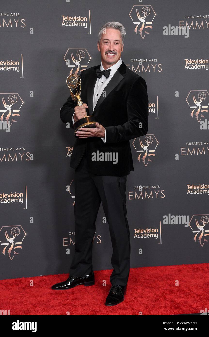 Wade Allen poses in the press room for outstanding stunt coordination ...