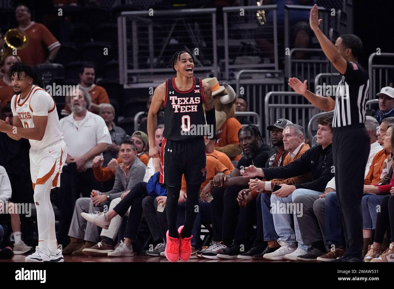 Texas Tech guard Chance McMillian (0) celebrates after a score against ...