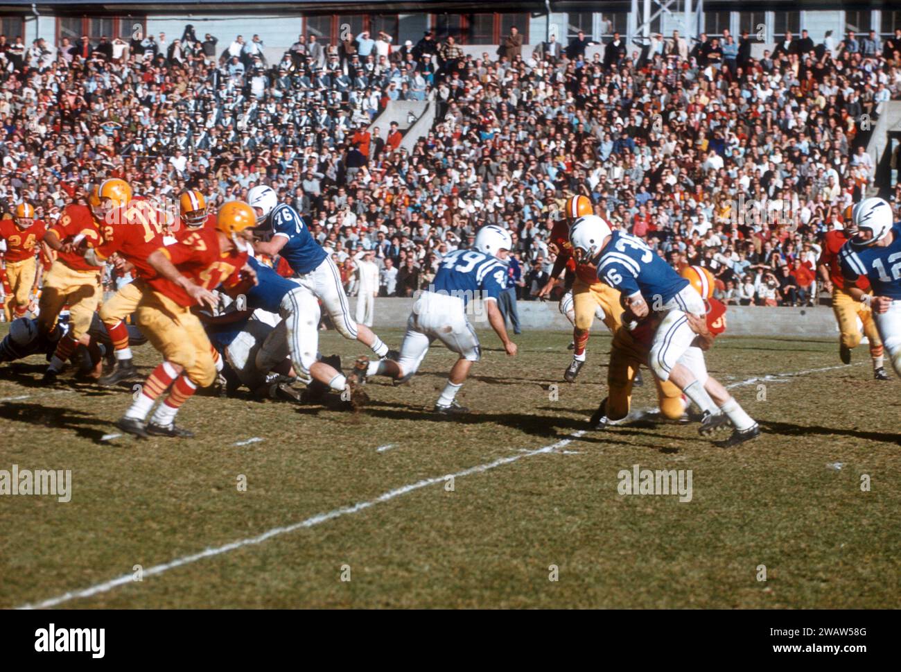 DENVER, CO - NOVEMBER 8: General view of the Denver Pioneers tackling a ...