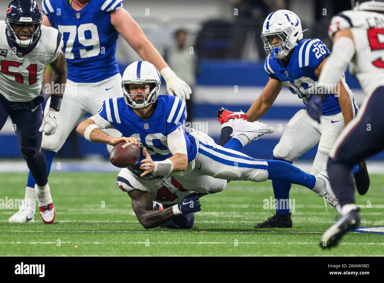 Houston Texans linebacker Christian Harris (48) pulled down ...