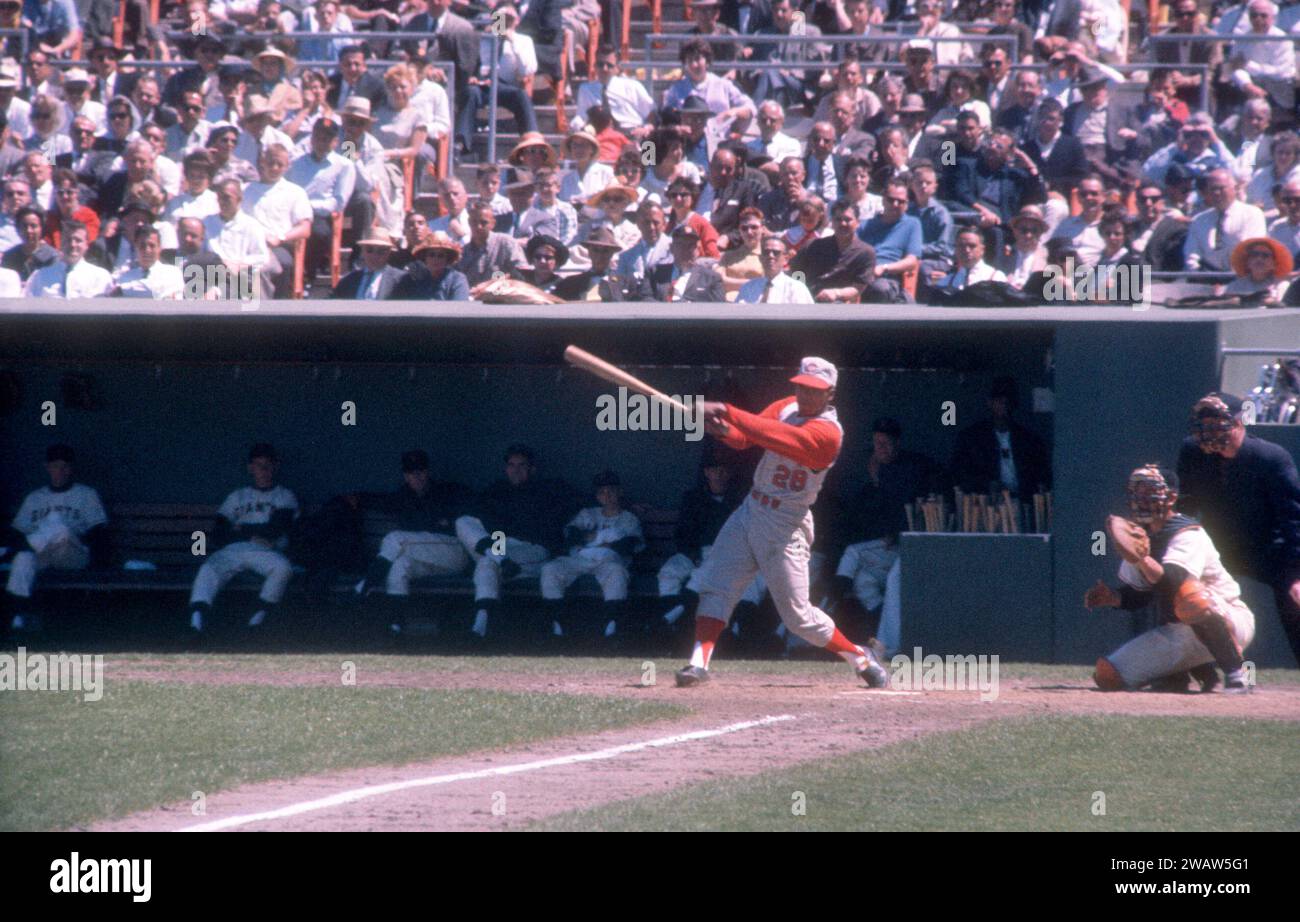 SAN FRANCISCO, CA - JULY 6: Vada Pinson #28 of the Cincinnati Reds ...