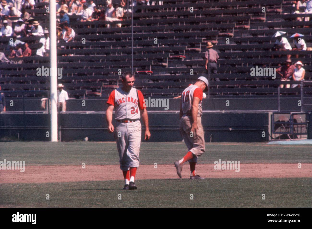 LOS ANGELES, CA - JULY 9: Jerry Lynch #24 and Gordy Coleman #18 of the ...
