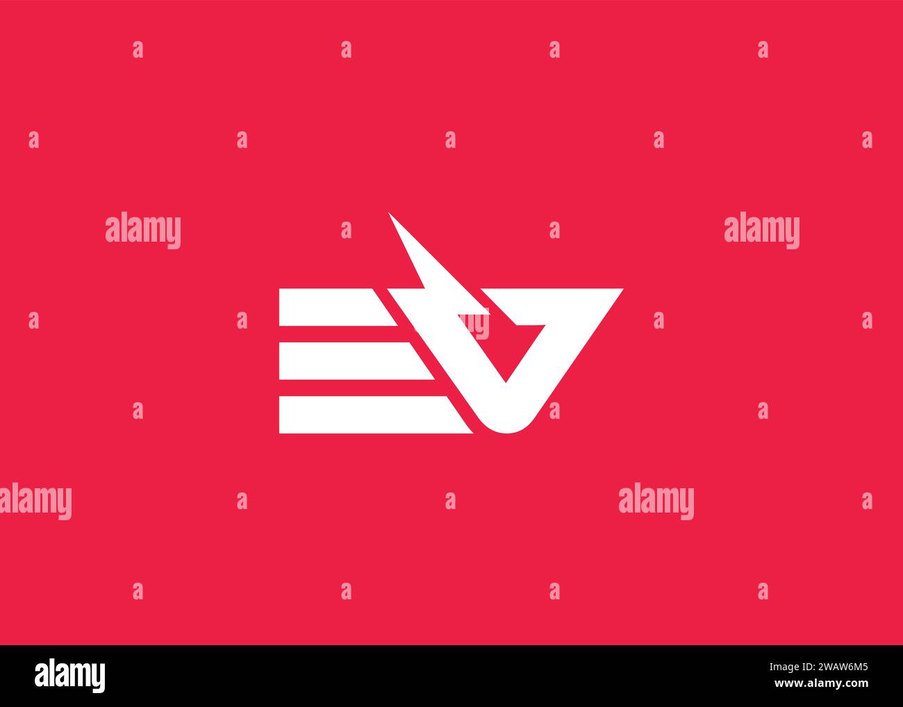 Letter E V Thunder Bolt vector monogram logo design template Stock ...