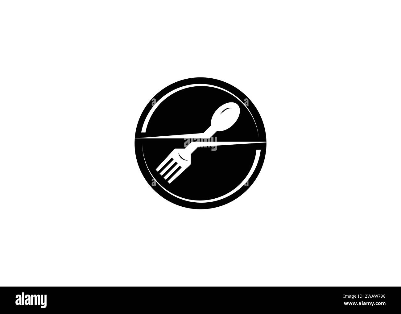 Minimal fork and spoon vector logo design template Stock Vector Image ...