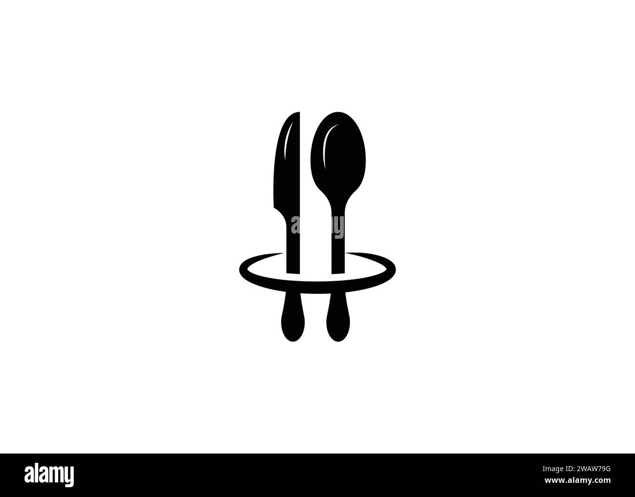 Minimal spoon and knife vector logo design template Stock Vector Image ...