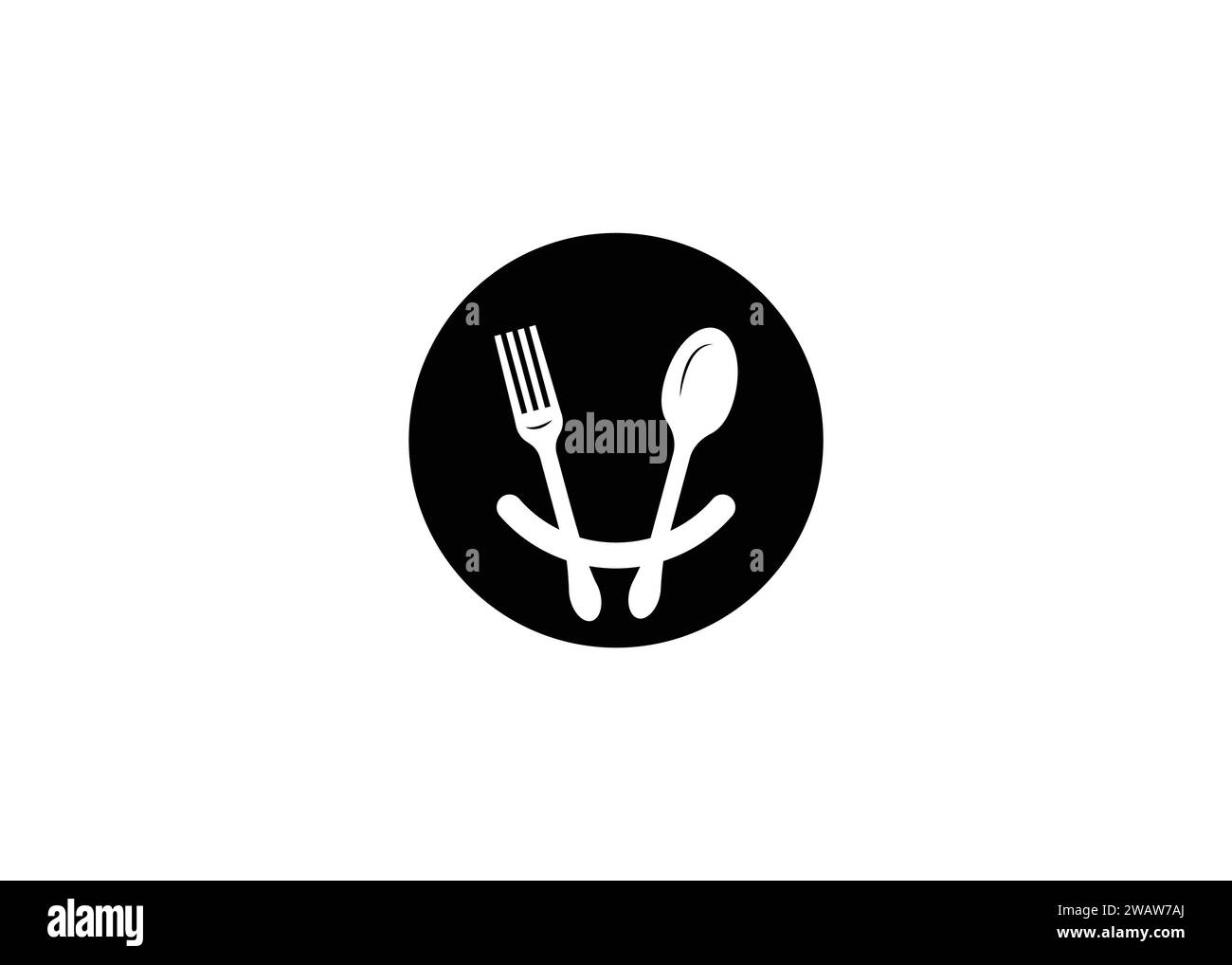Minimal Happy fork and spoon vector logo design template Stock Vector ...