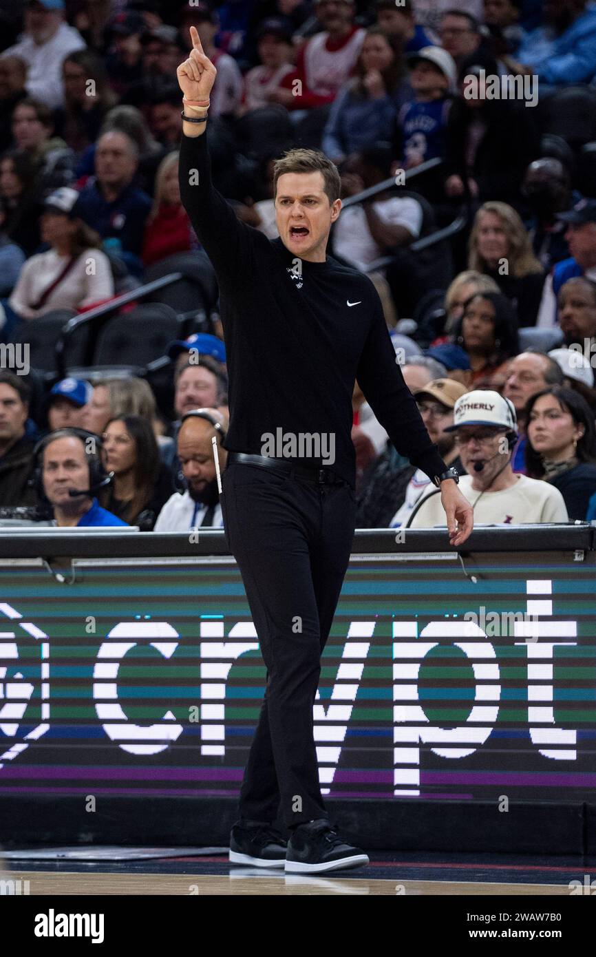 Utah Jazz coach Will Hardy directs the team during the first half of an ...