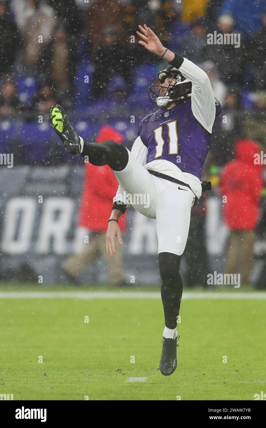 Baltimore, MD, USA. 6th Jan, 2024. Baltimore Ravens P Jordan Stout (11 ...