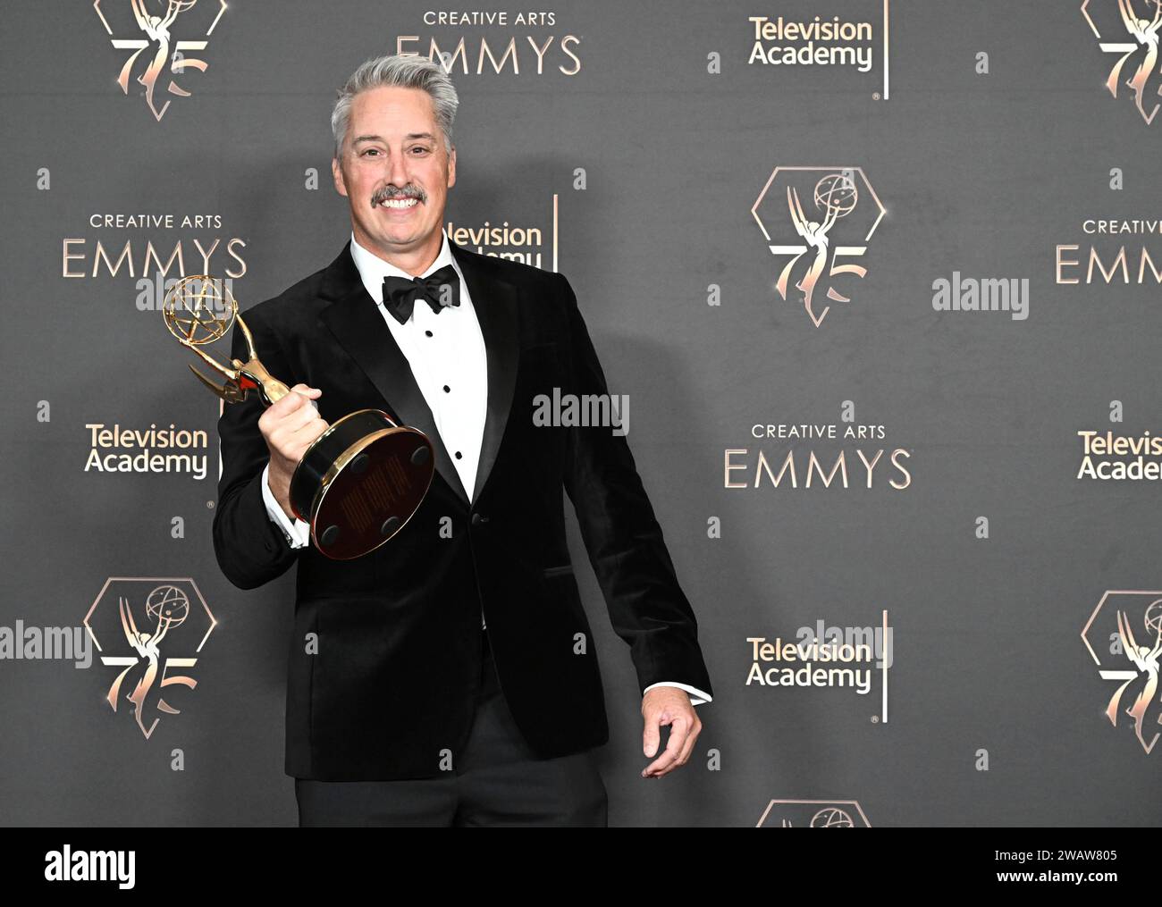 Wade Allen with their Emmy for outstanding stunt coordination for a ...
