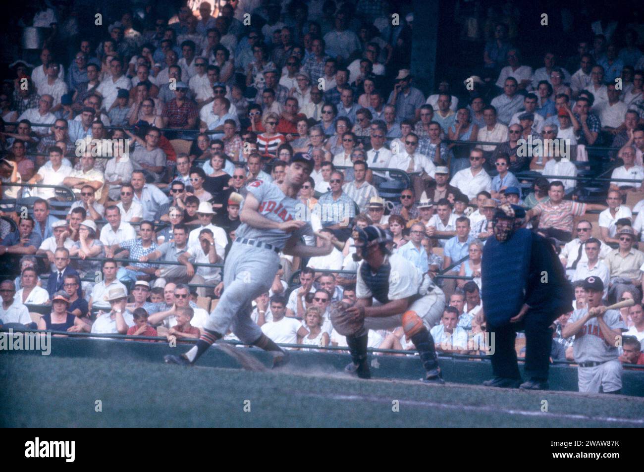DETROIT, MI - JULY 4: Rocky Colavito #6 of the Cleveland Indians swings ...