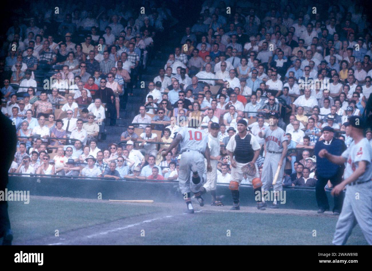 DETROIT, MI - JULY 4: George Strickland #4 and Vic Power #10 of the ...