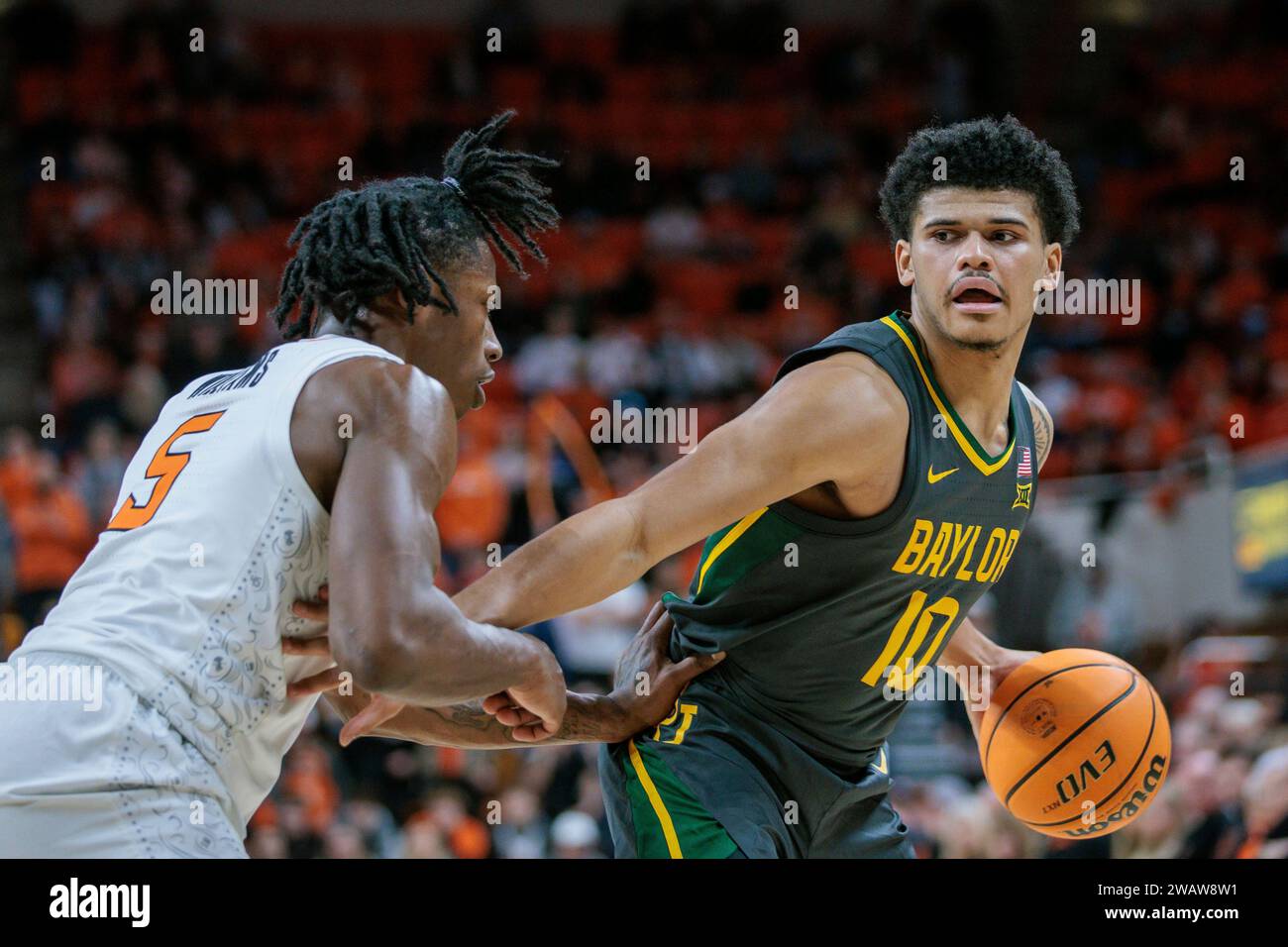STILLWATER, OK - JANUARY 06: Baylor Bears guard RayJ Dennis (10) looks ...