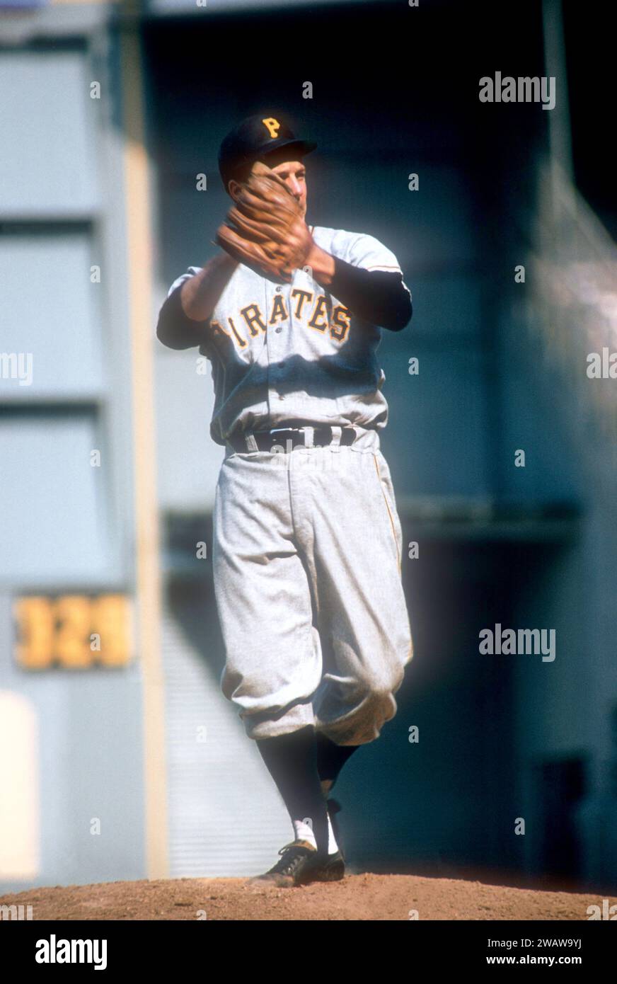 MAY, 1956: Pitcher Bob Friend #19 of the Pittsburgh Pirates goes into ...