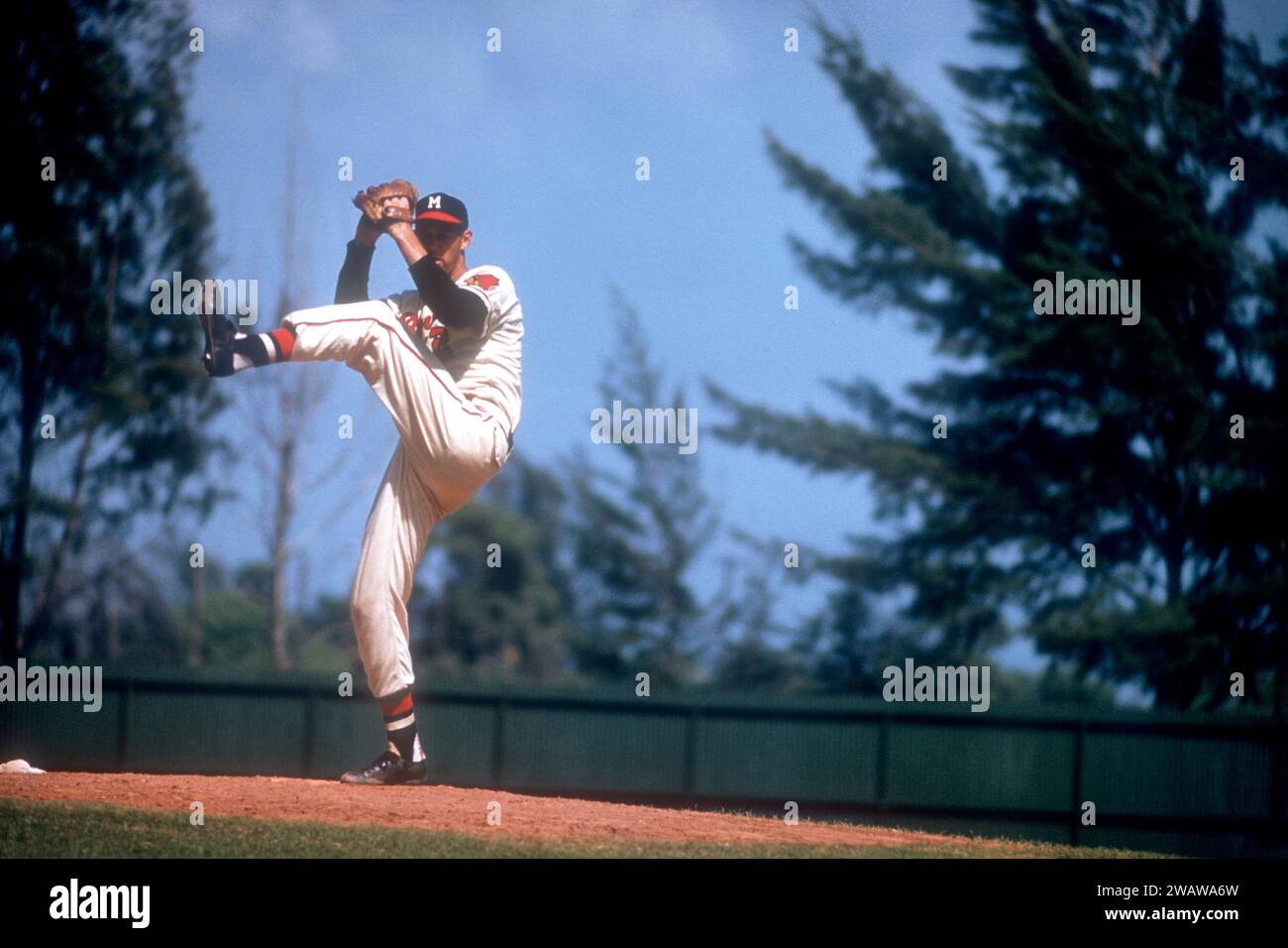 BRADENTON, FL - MARCH, 1957: Pitcher Gene Conley #22 of the Milwaukee ...