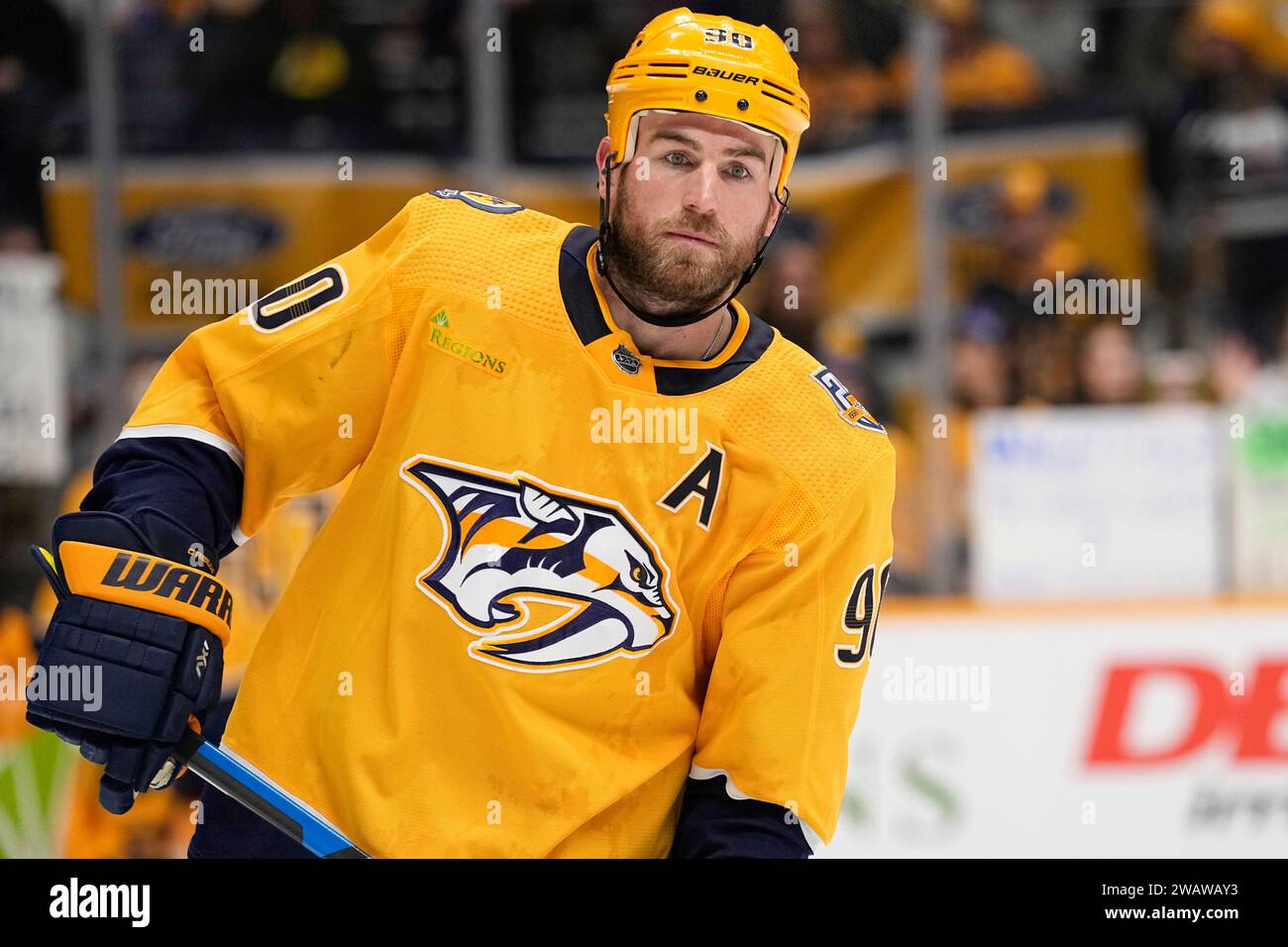Nashville Predators center Ryan O'Reilly (90) warms up before the team ...