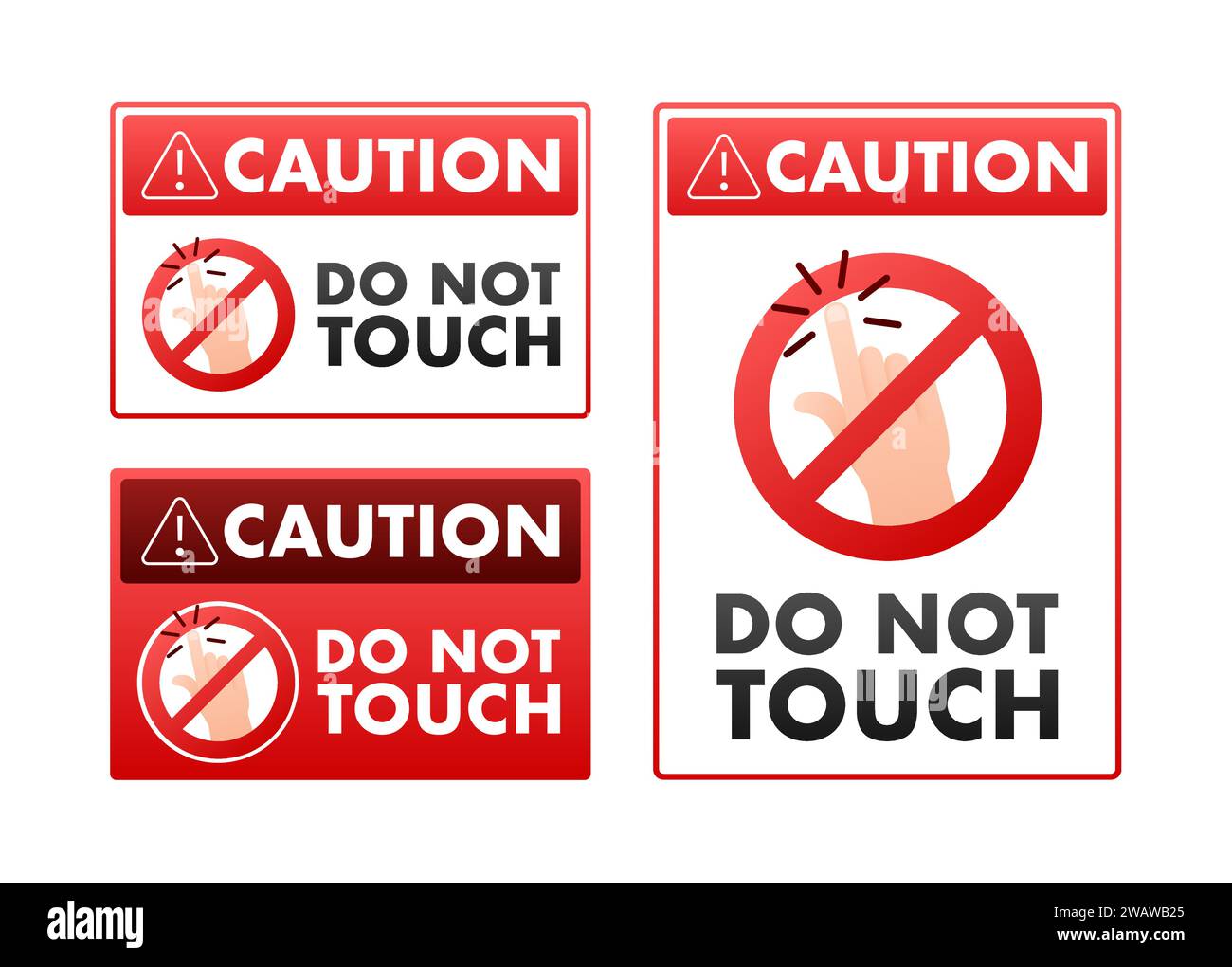Collection of Caution Signs with Do Not Touch Symbol Vector ... Collection of Caution Signs with Do Not Touch Symbol Vector ...
