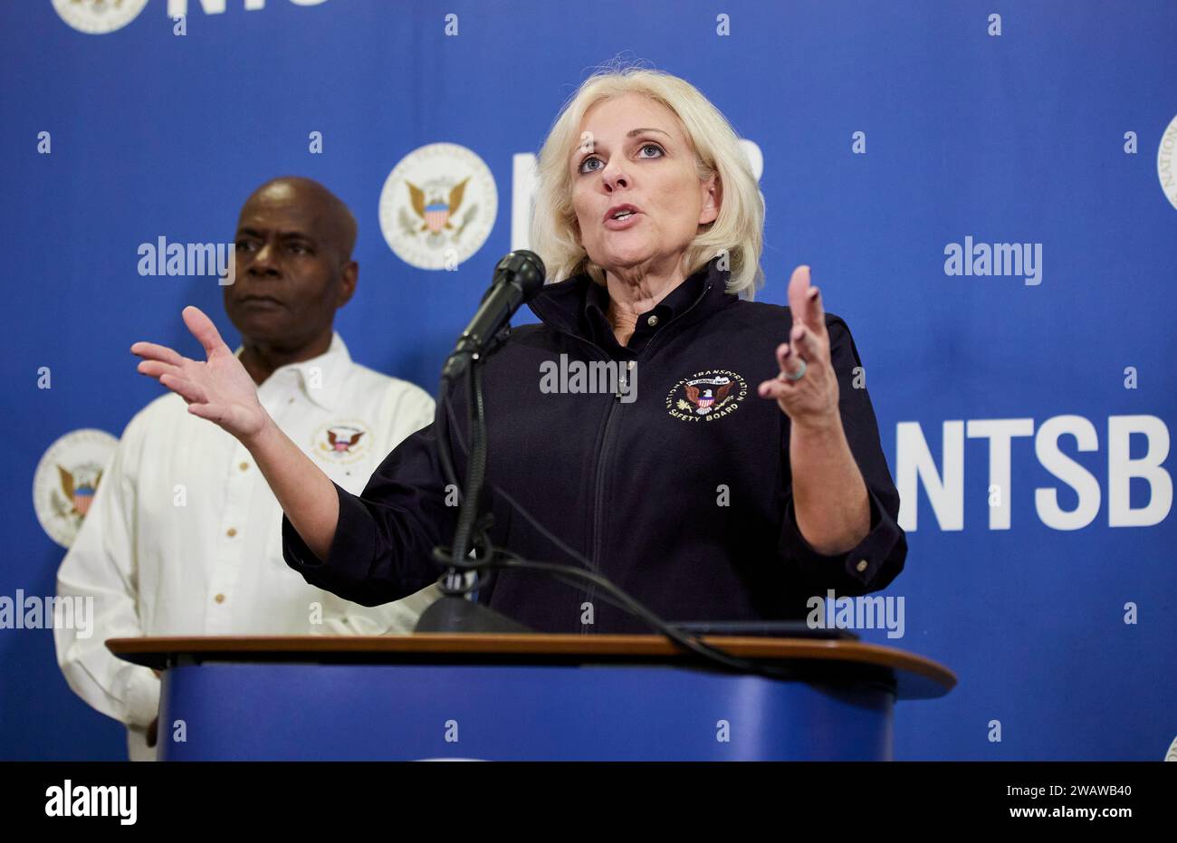 National Transportation Safety Board Chair Jennifer Homendy speaks to ...