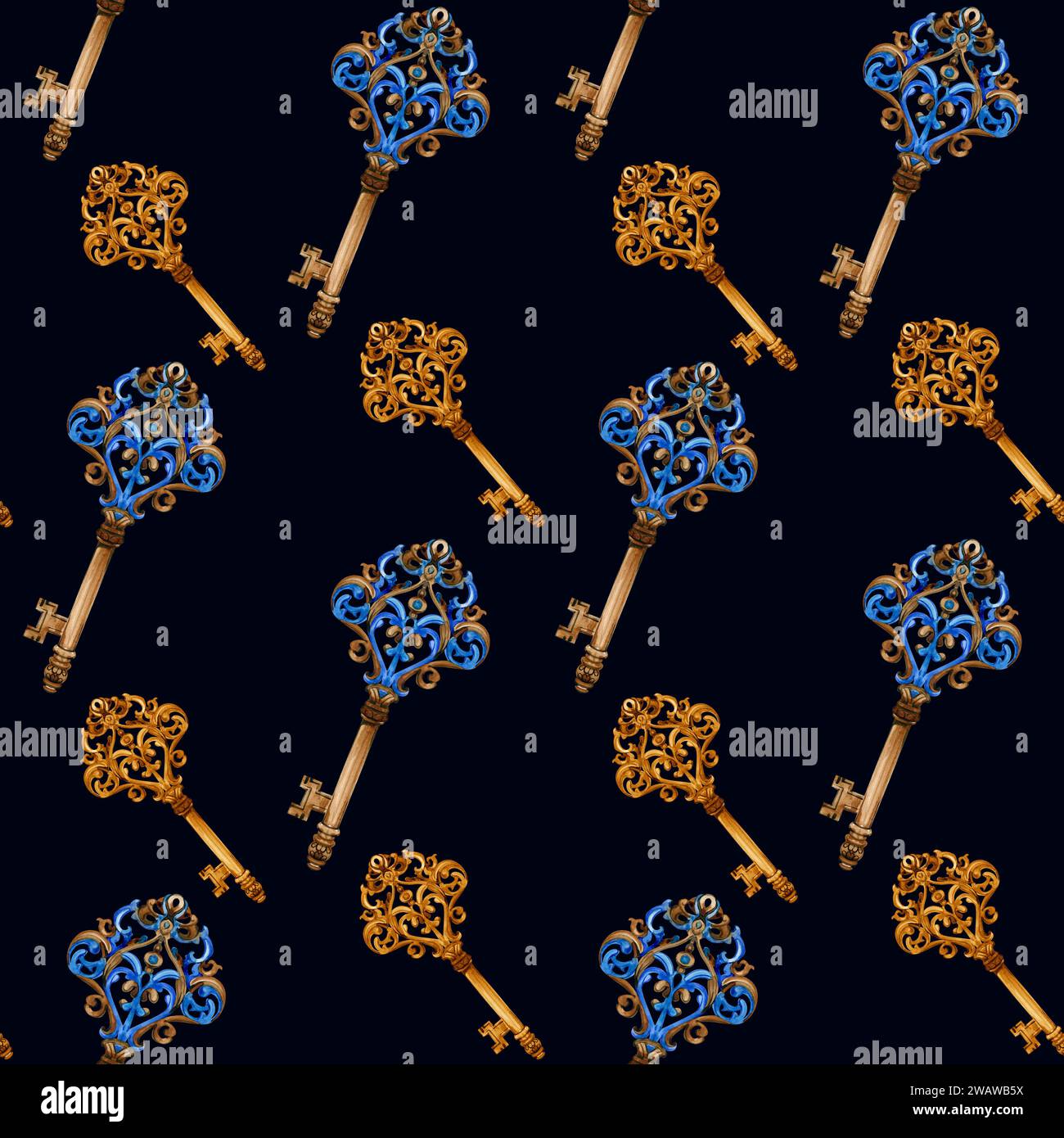 Retro keys seamless pattern. Antiques key cover for your design. Hand ...