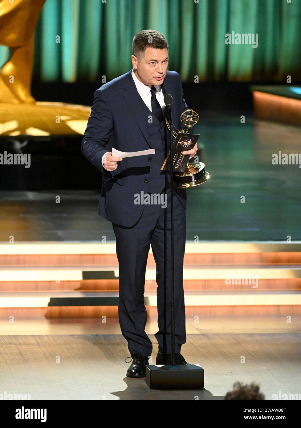 Nick Offerman accepts the Emmy for outstanding guest actor in a drama ...