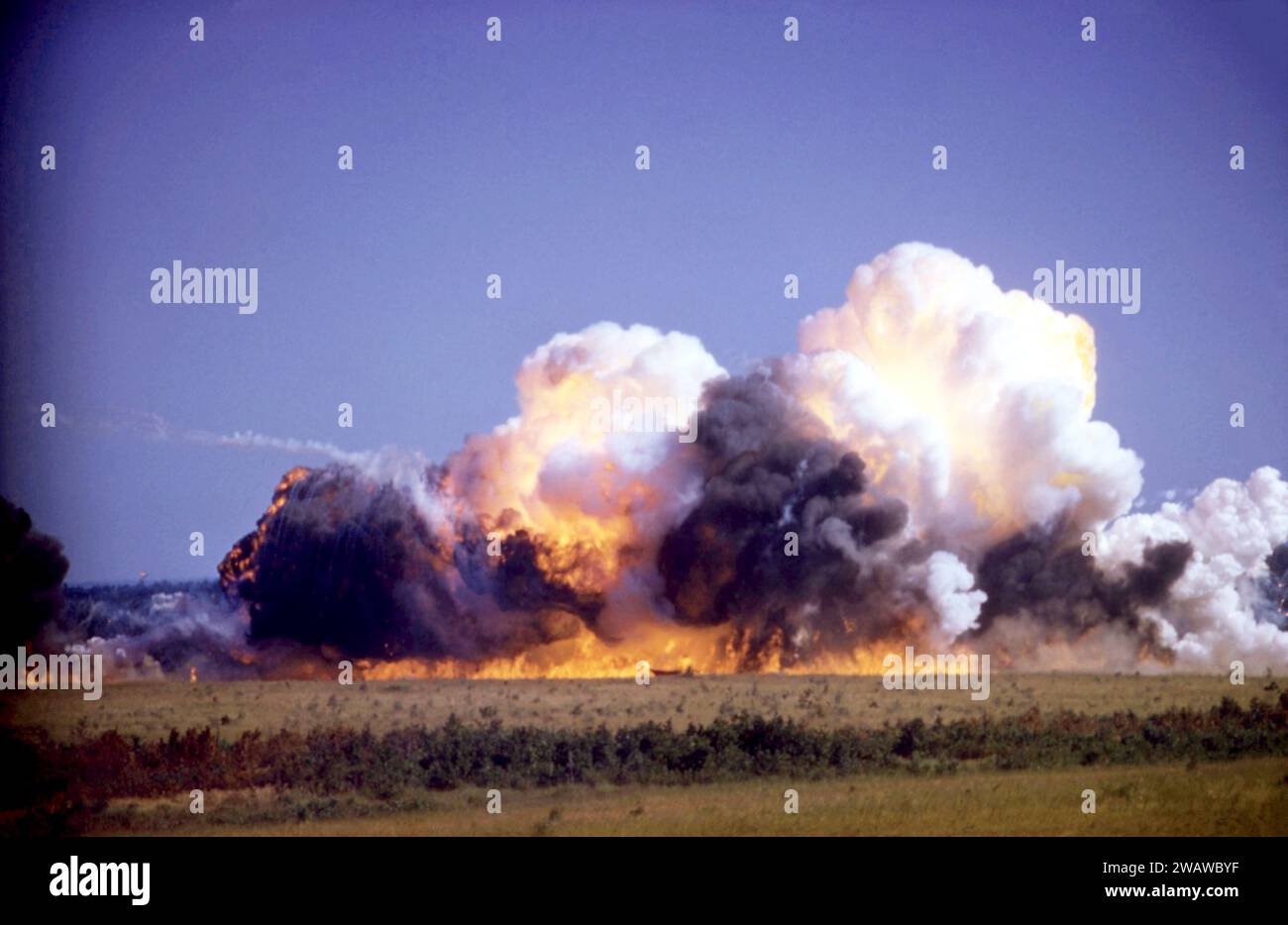 1955: General view of a fighter jet blowing up another plane circa 1955 ...