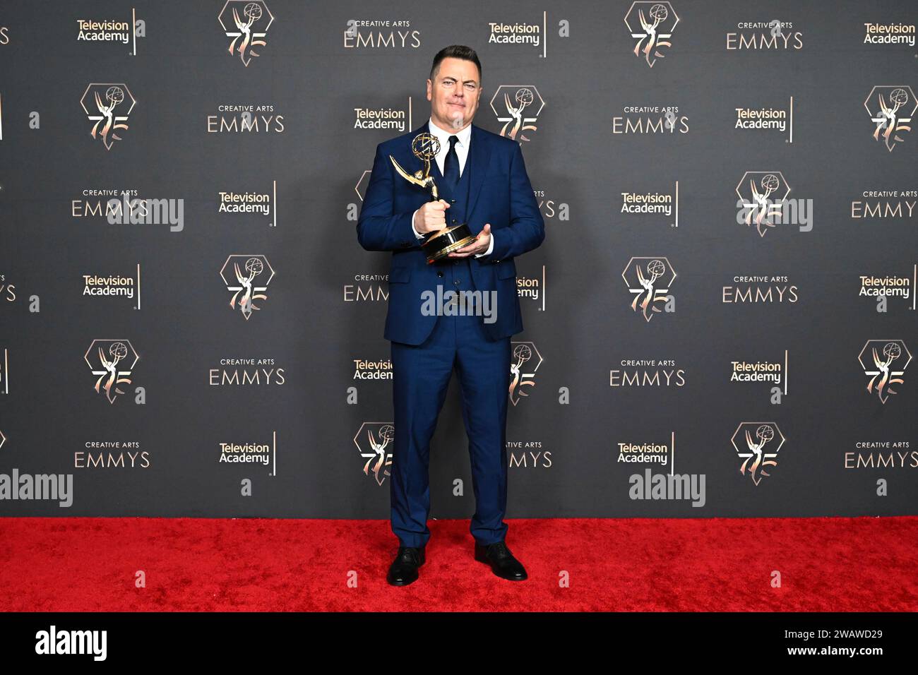 Nick Offerman with their Emmy for outstanding guest actor in a drama ...
