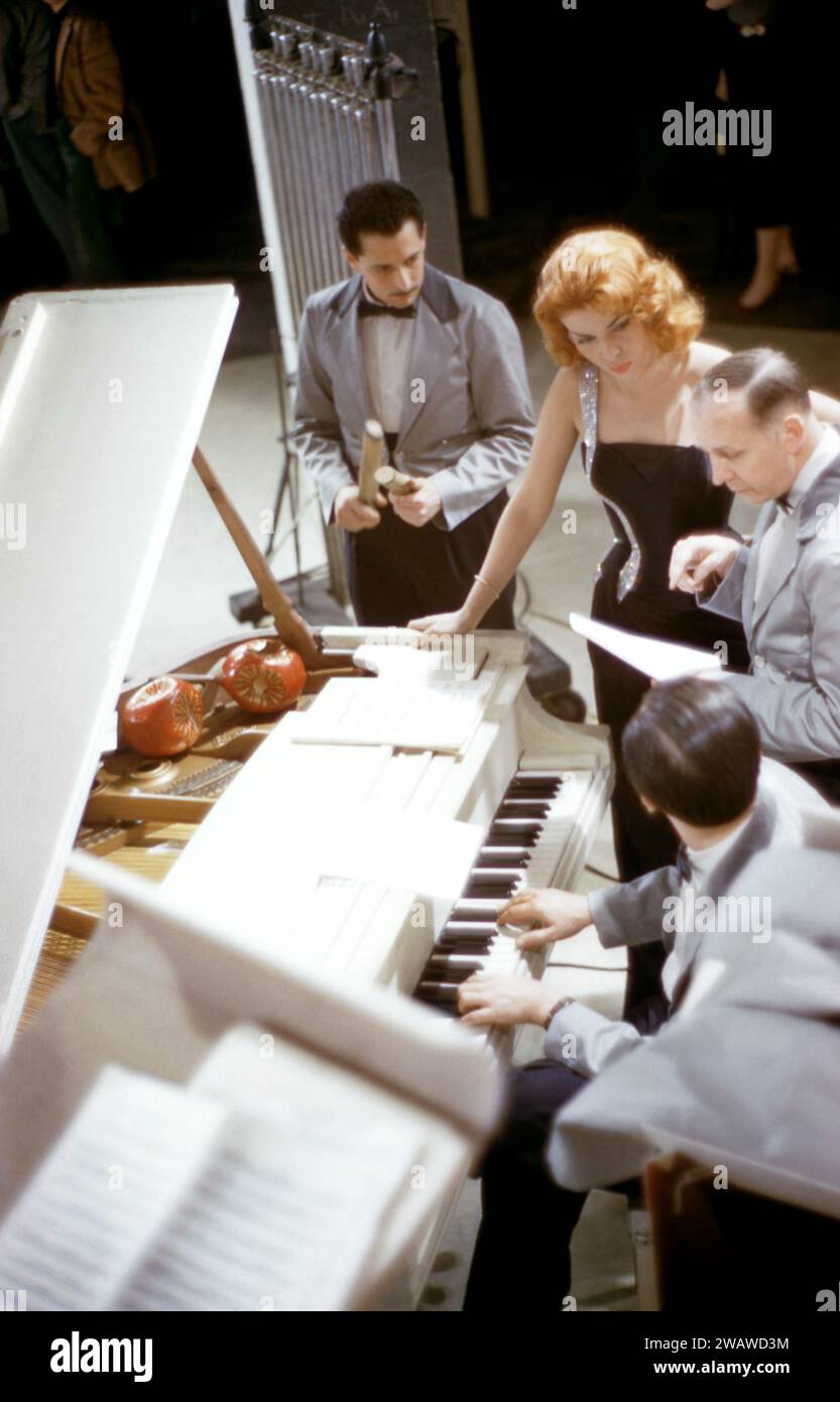 APRIL 23: American singer and actress Abbe Lane talks with the band ...