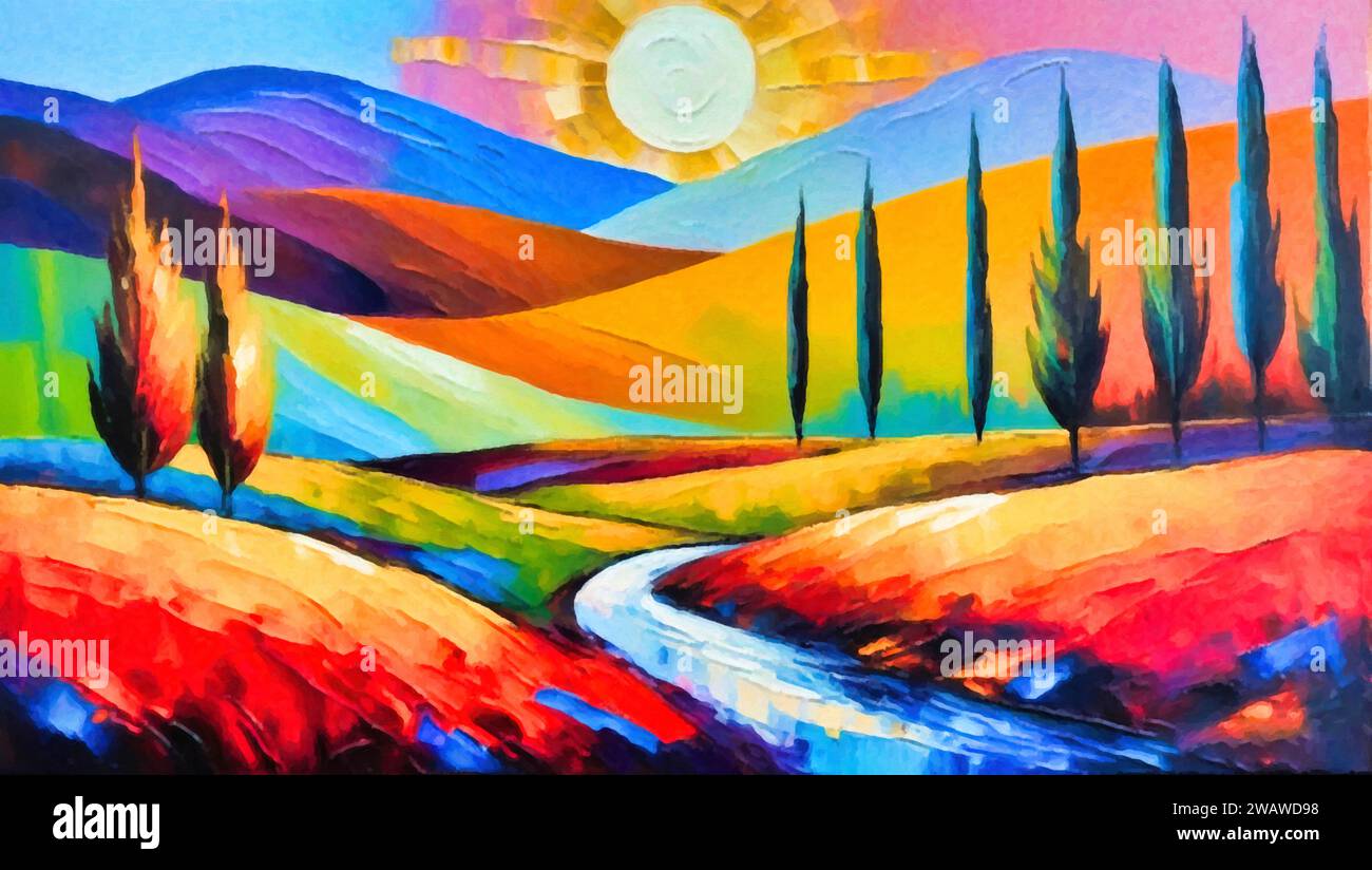 Fine art landscape of forest Stock Vector Images - Alamy