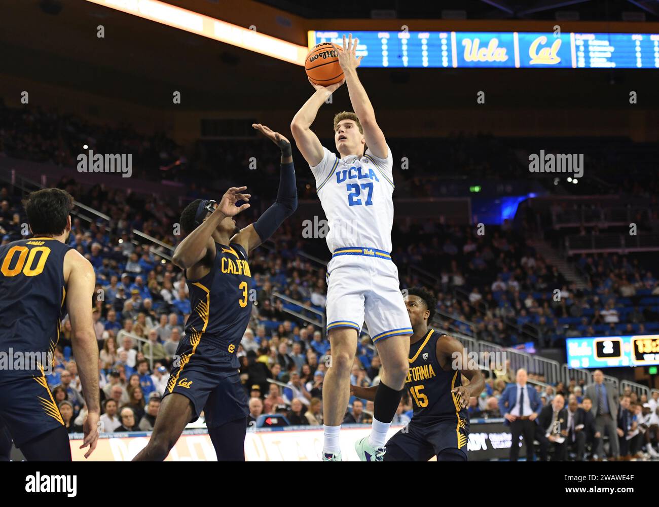 LOS ANGELES, CA - JANUARY 06: UCLA Bruins guard Jan Vide (27) shoots ...