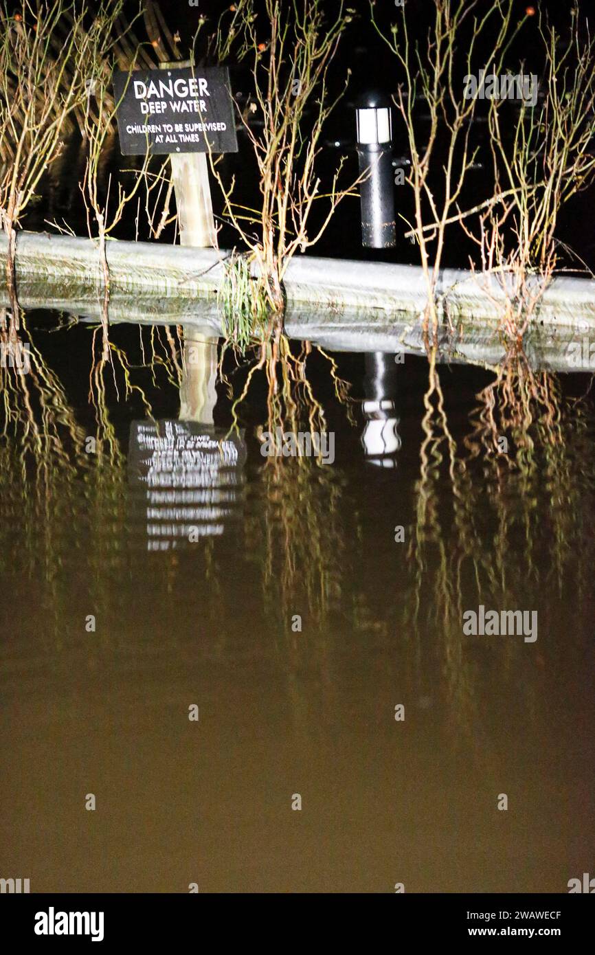 The Mill, Elstead. 06th January 2024. Rainfall from Storm Henk made its ...