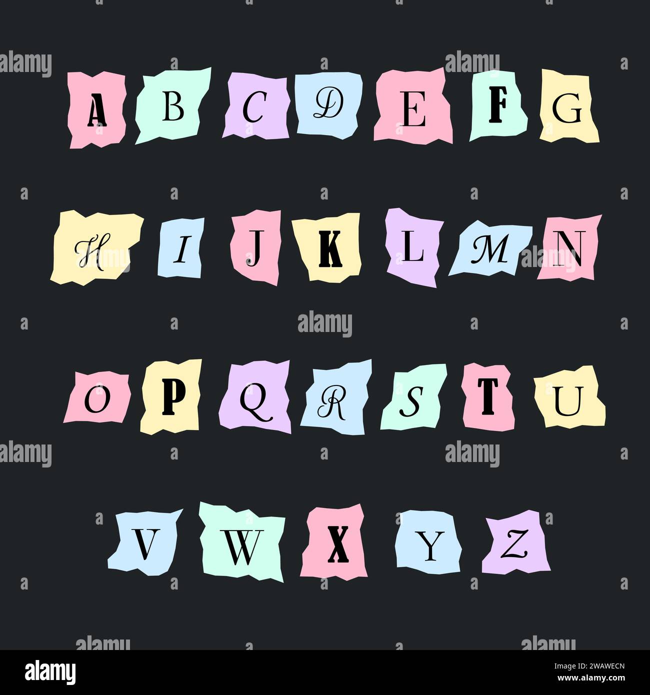 Collage newspaper alphabet. Criminal letters cut from newspapers and ...