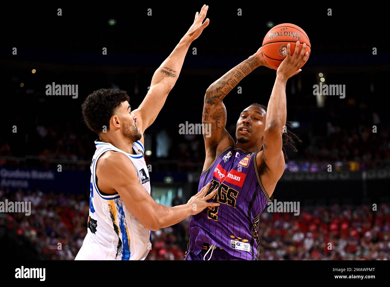 Sydney, Australia. 07th Jan, 2024. Jaylen Adams of the Kings competes ...