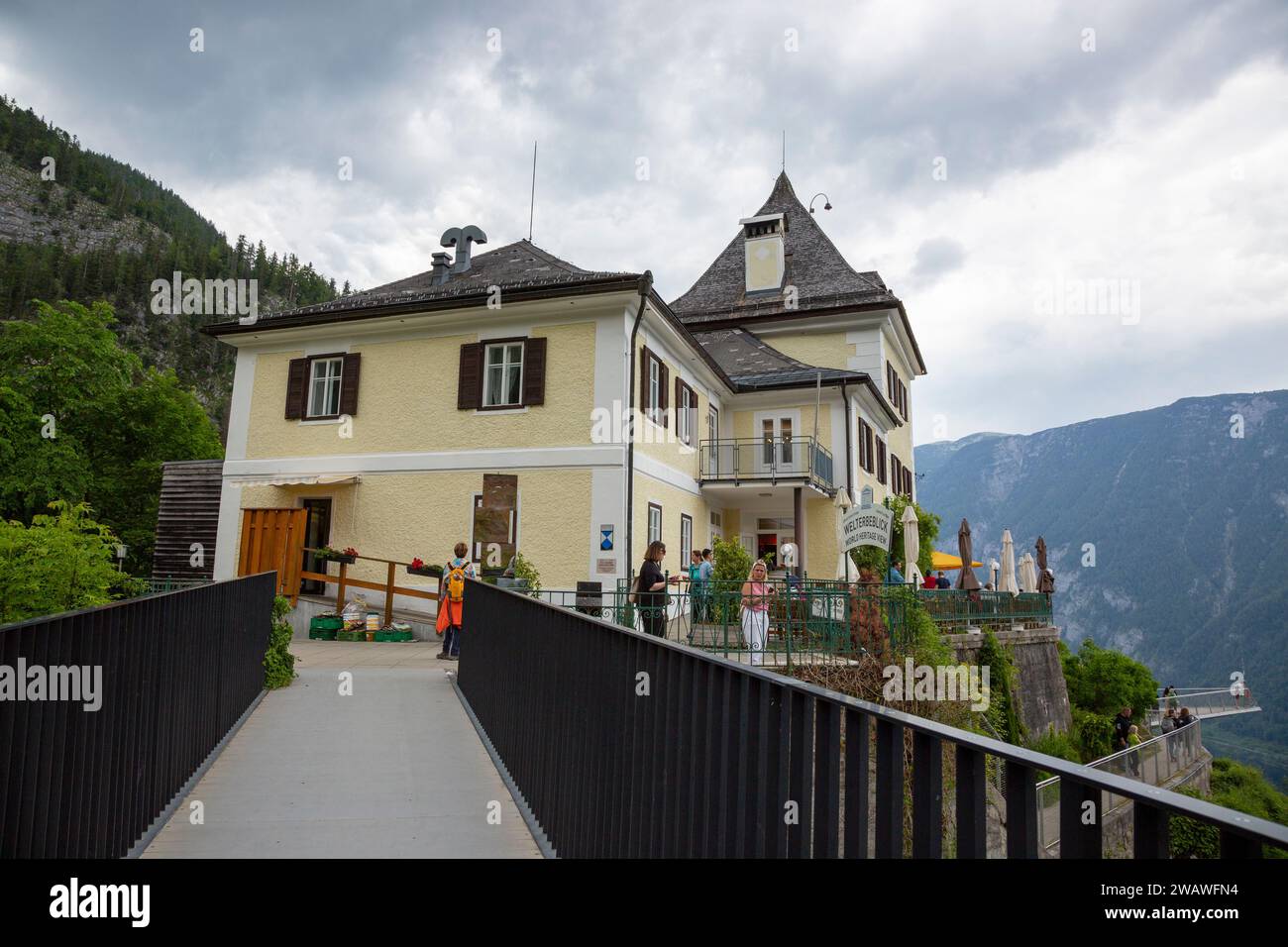 Hallstatt, Austria - June 17, 2023: Bridge to the Hallstatt Sky Walk ...