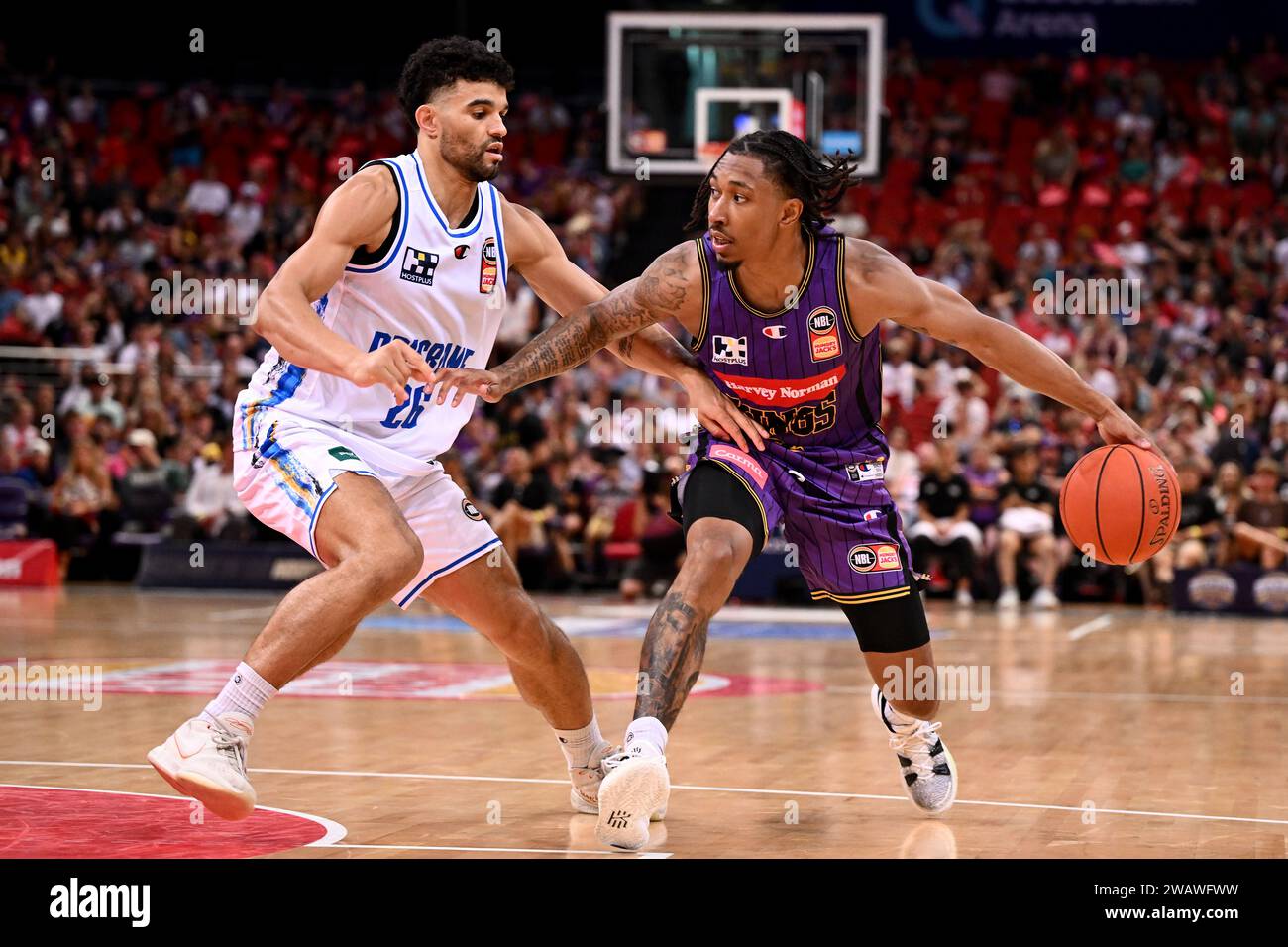 Sydney, Australia. 07th Jan, 2024. Jaylen Adams of the Kings competes ...