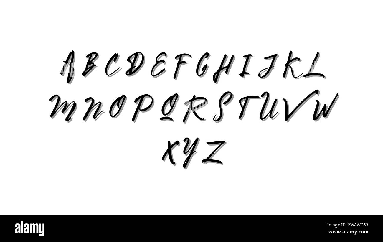 Typography handwriting lettering latin alphabet letters. Vector ...