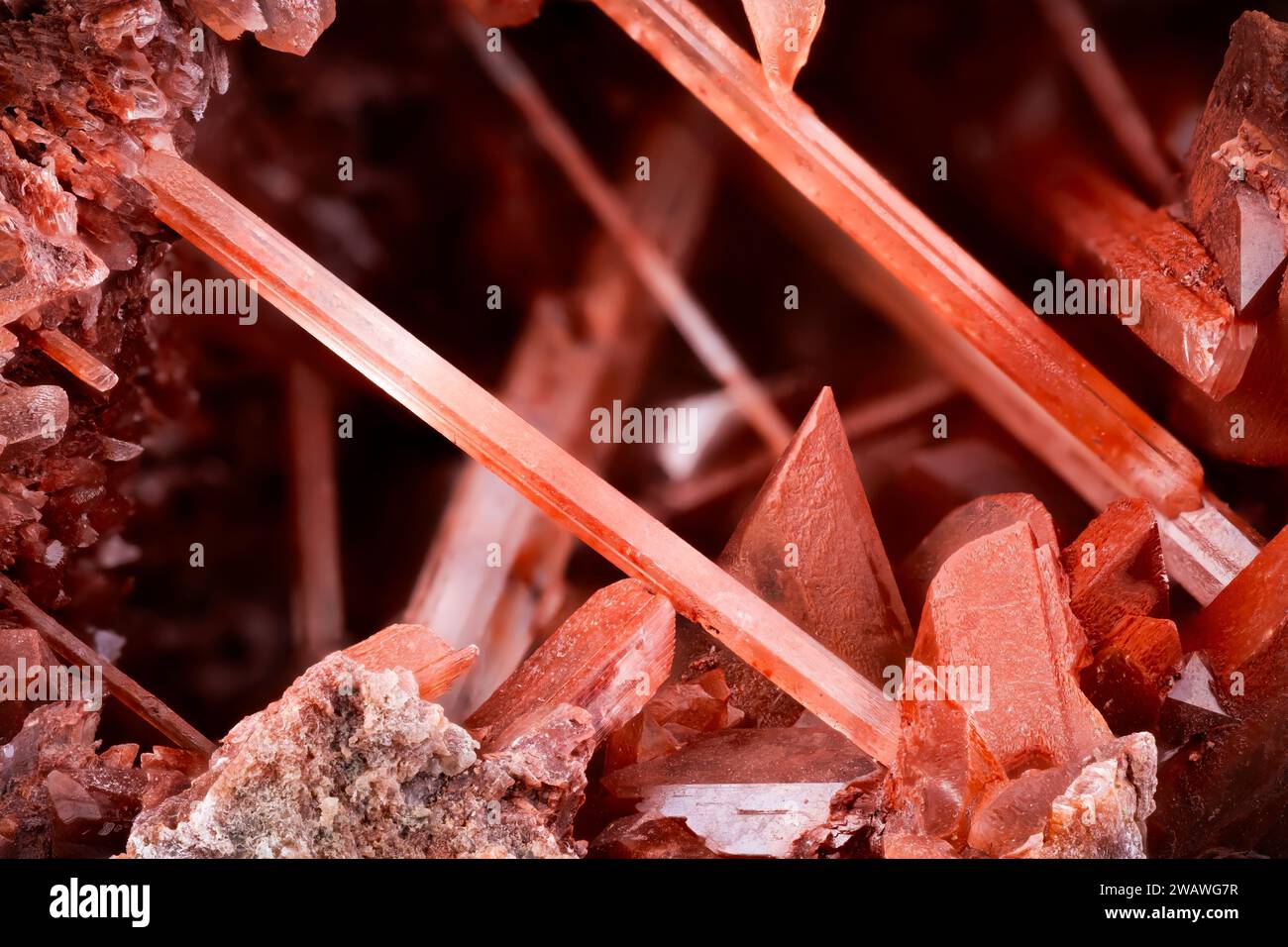 red gypsum geode macro photography detail texture background. close-up ...
