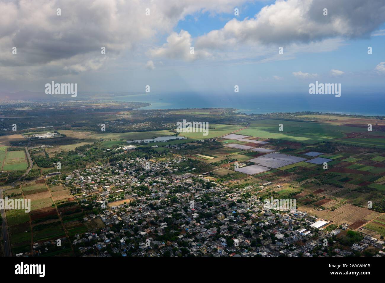Mauritius Aerial Landscape Scenery on the North West Coast near Triolet ...