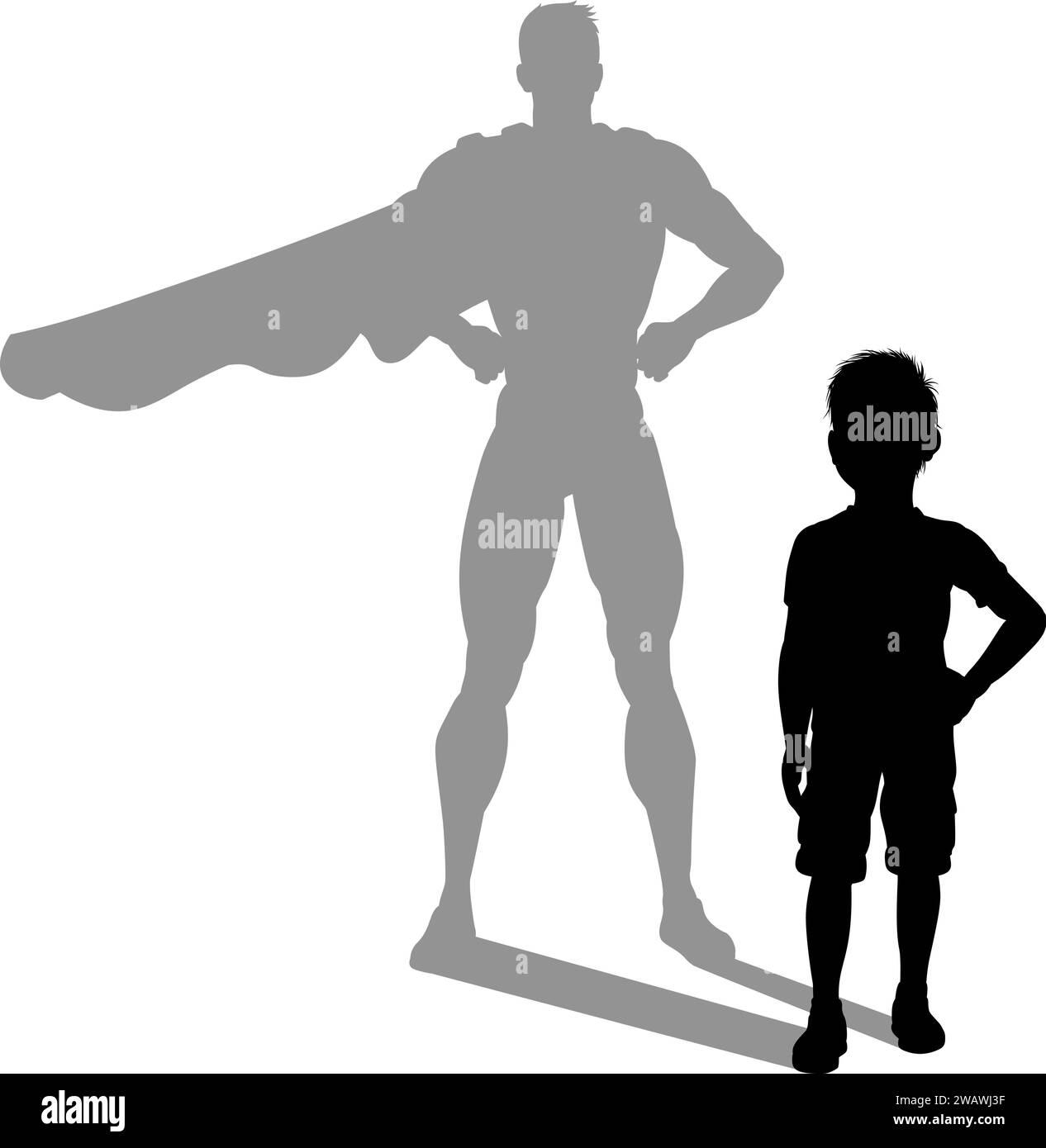 Superhero Child Kid With Super Hero Shadow Stock Vector Image & Art - Alamy