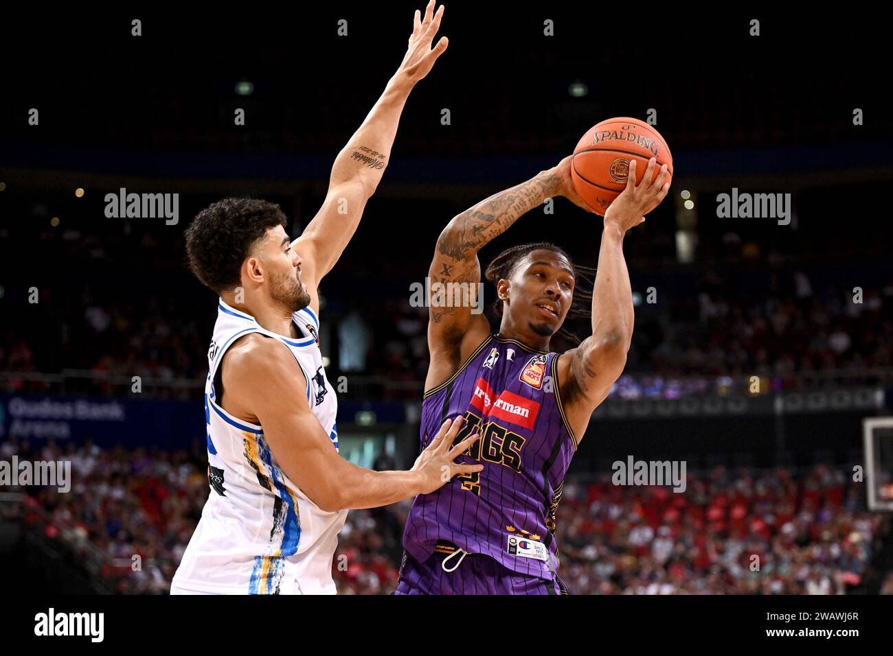 Sydney, Australia. 07th Jan, 2024. Jaylen Adams of the Kings competes ...